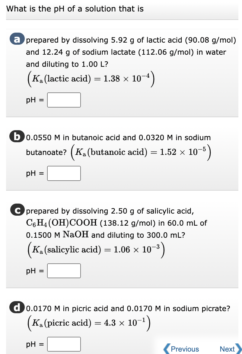 Solved What is the pH of a solution that is prepared by | Chegg.com