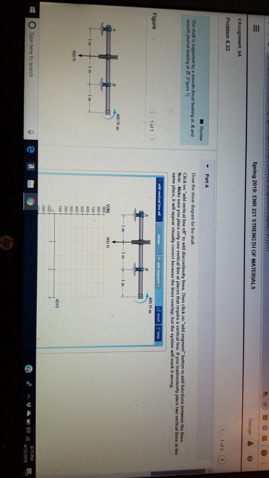 Solved Spring 2019: ENR 221 STRENGTH OF MATERIALS Problem | Chegg.com