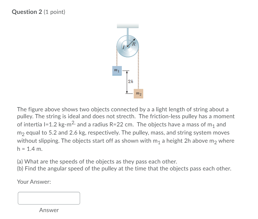 Solved Question 2 (1 point) m 2h m2 The figure above shows | Chegg.com