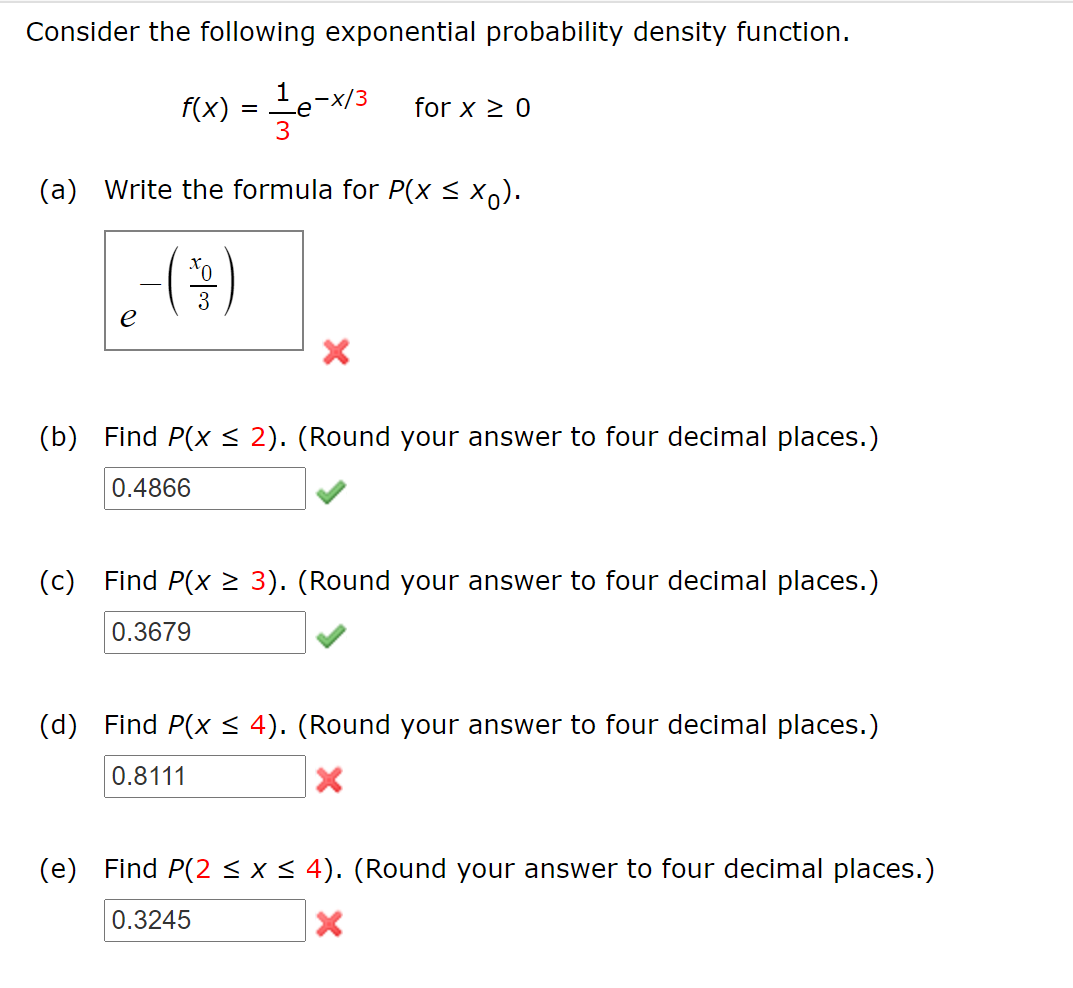 Solved Consider the following exponential probability | Chegg.com