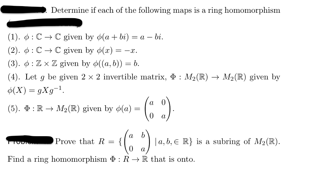 Solved Determine if each of the following maps is a ring | Chegg.com