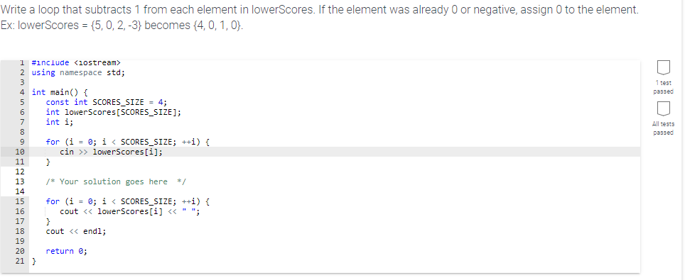 Solved Write a loop that subtracts 1 from each element in | Chegg.com