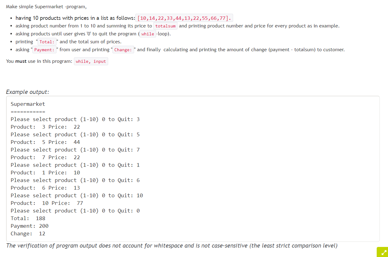 Solved Make simple Supermarket -program, having 10 products | Chegg.com