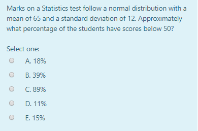 Solved Marks on a Statistics test follow a normal | Chegg.com