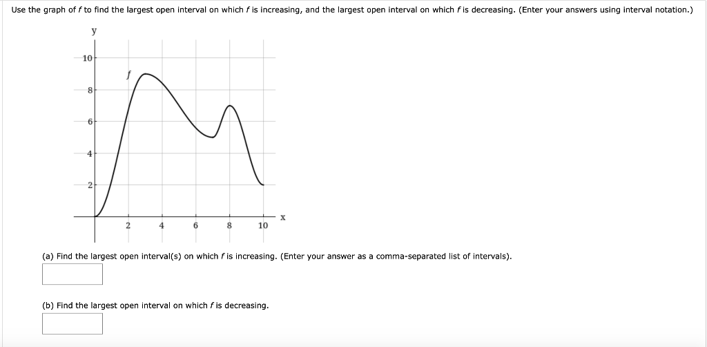 Solved Use the graph off to find the largest open interval | Chegg.com