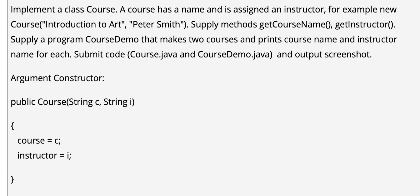 Solved Implement a class Course. A course has a name and is | Chegg.com