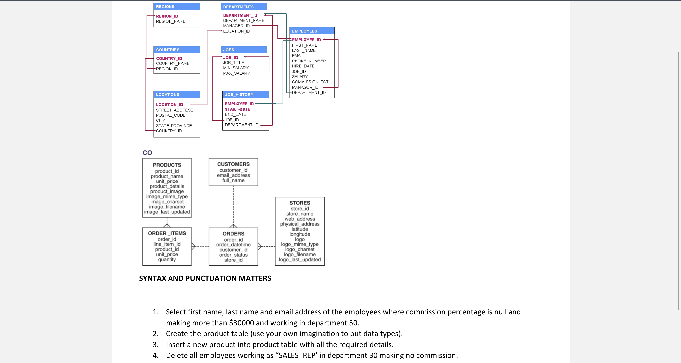 Solved SYNTAX AND PUNCTUATION MATTERS 1. Select first name, | Chegg.com