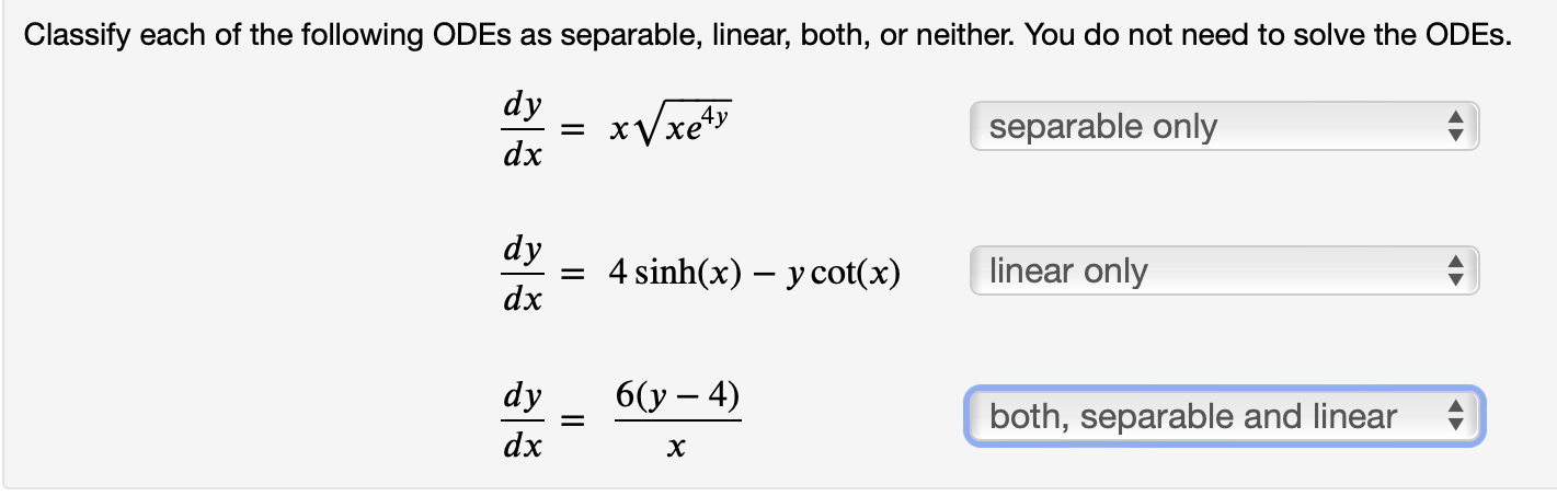Solved Classify Each Of The Following Odes As Separable