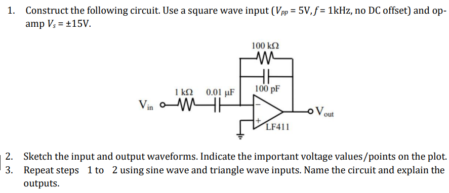 Solved Construct the following circuit. Use a square wave | Chegg.com