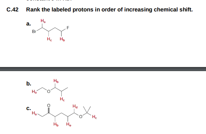 Solved С.42 Rank the labeled protons in order of increasing | Chegg.com