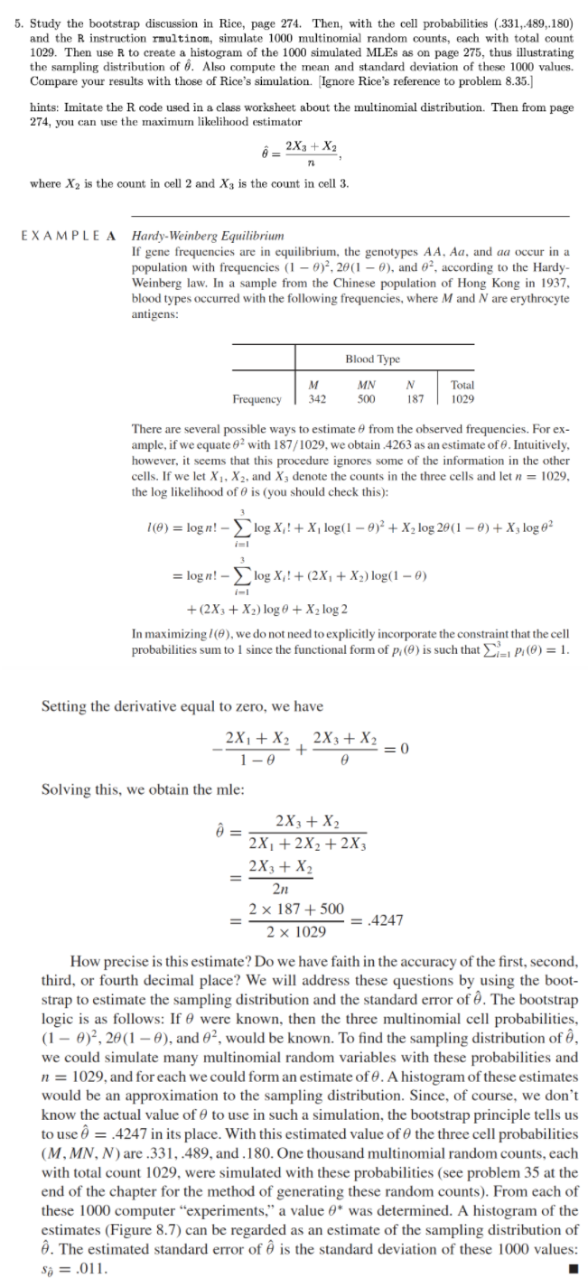 How to use Rstudio to simulate 1000 multinomial | Chegg.com