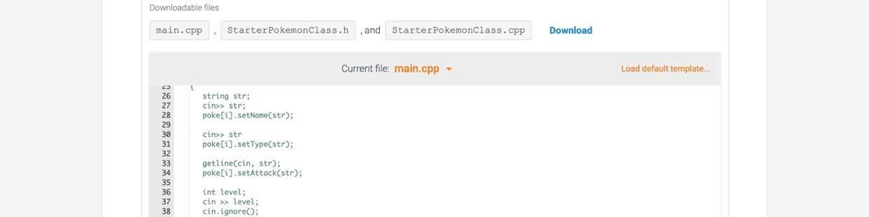 Solved Downloadable files main.cpp Starter Pokemon Class.h | Chegg.com