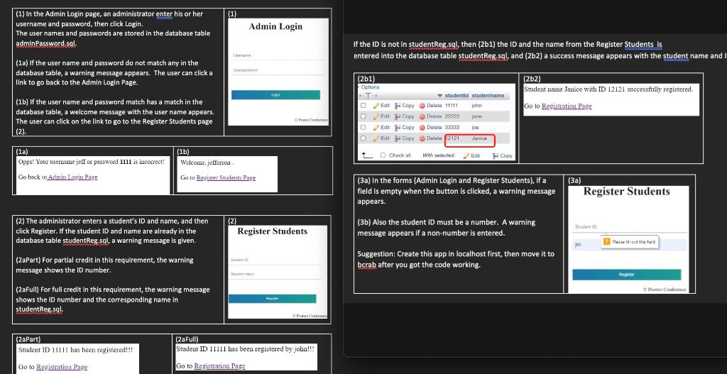 Solved If the ID is not in studentReg.sgl, then (2b1) the ID | Chegg.com