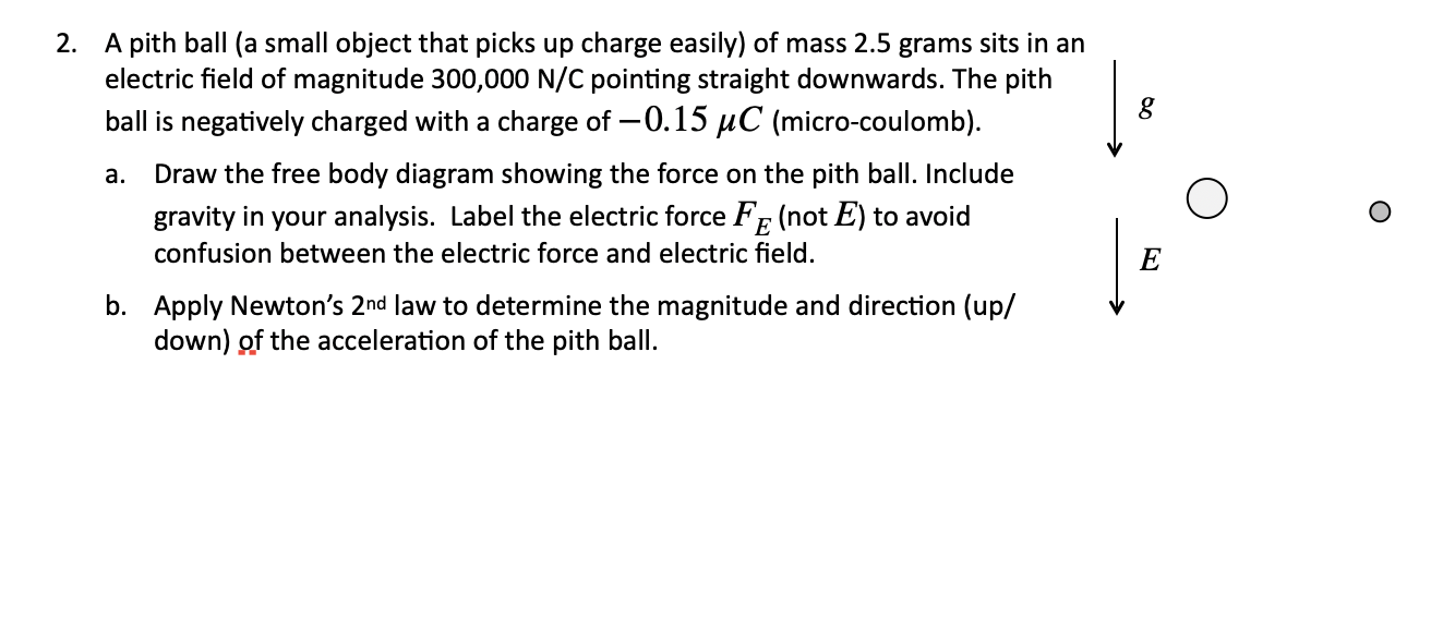 Solved 2. A pith ball (a small object that picks up charge | Chegg.com