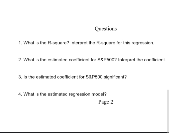 Solved 1. What is the R-square? Interpret the R-square for | Chegg.com