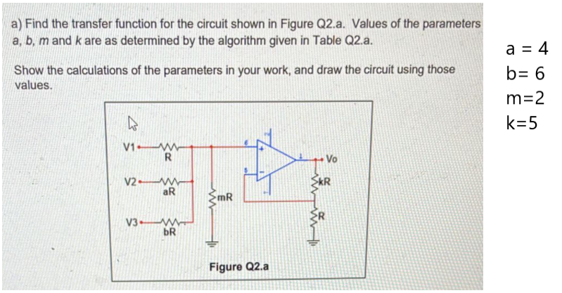 Solved a) Find the transfer function for the circuit shown | Chegg.com