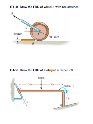Solved H4-1: Draw the FBD of the L-shaped member ABC 6 ft | Chegg.com