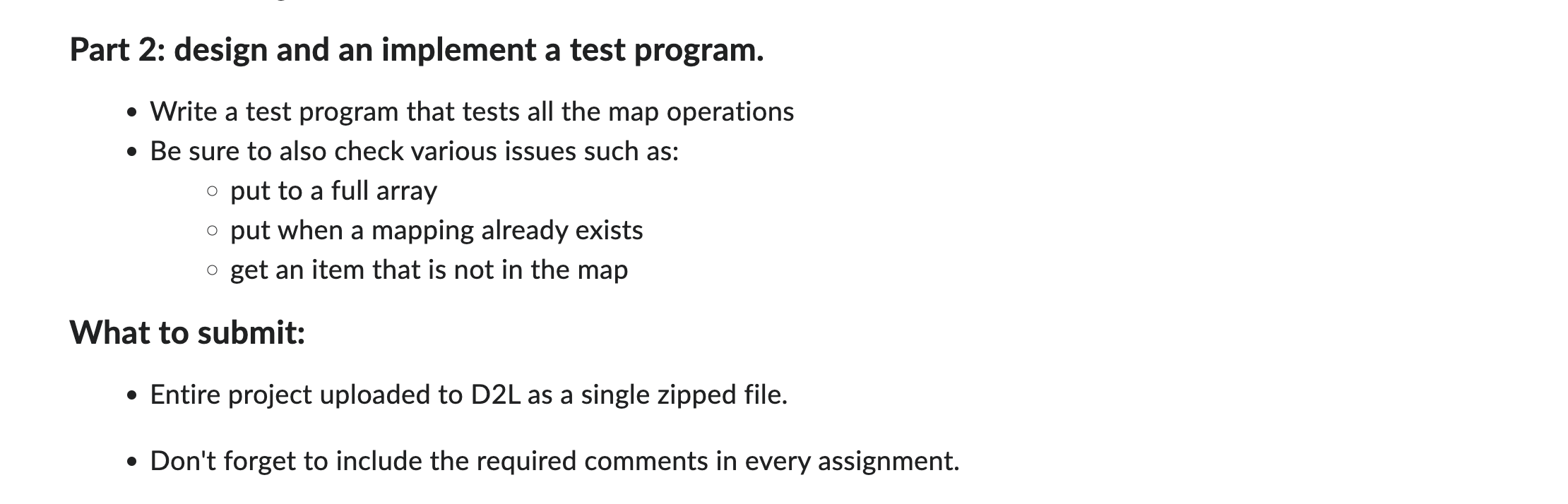 Program Specifications: A dictionary or map is an | Chegg.com