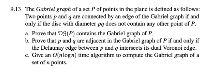 Solved 9.13 The Gabriel graph of a set P of points in the | Chegg.com
