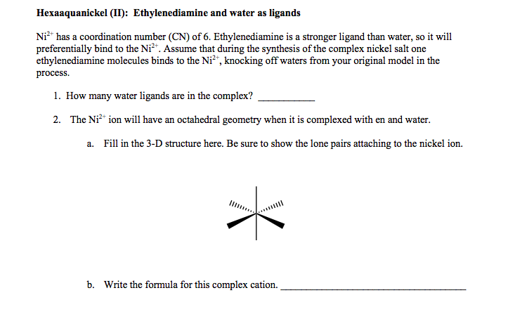 Solved Hexaaquanickel (II): Ethylenediamine and water as | Chegg.com