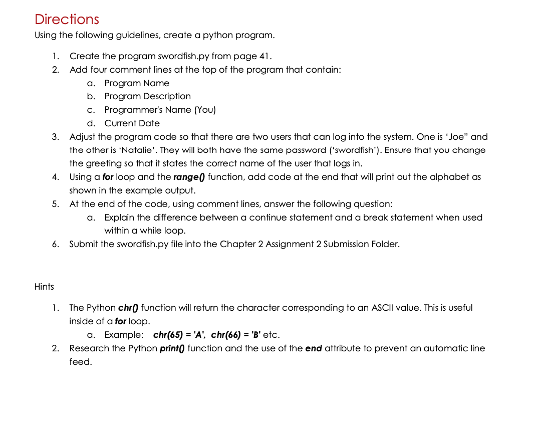 Solved Using the following guidelines, create a python | Chegg.com