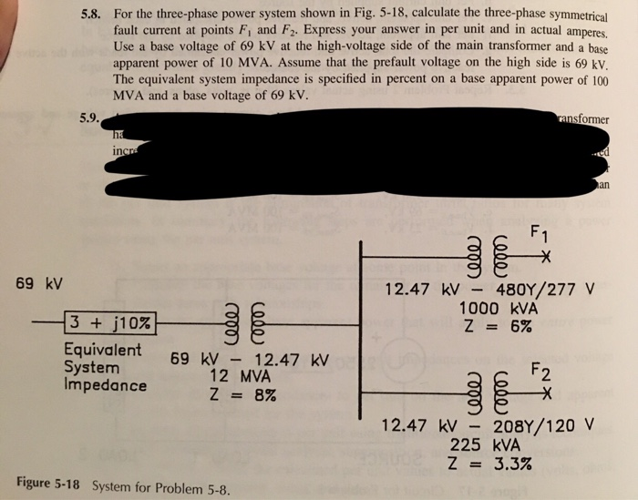 Solved Three Phase Power System Shown Fig 5 18 Calculate Three 4793