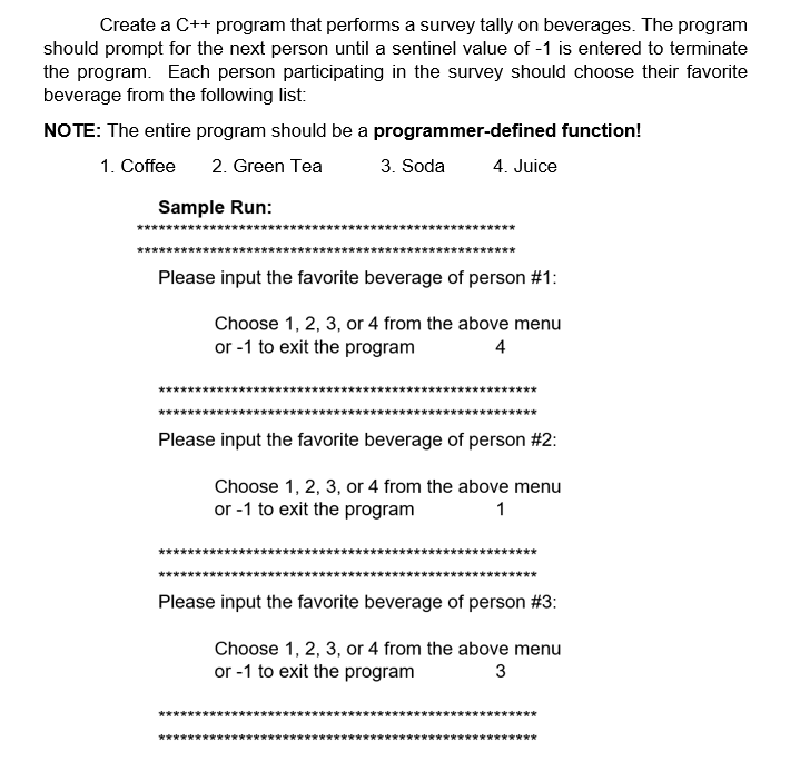 Solved Create a C++ program that performs a survey tally on | Chegg.com