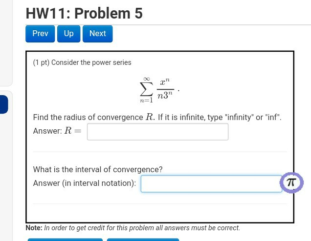 Solved HW11: Problem 6 Prev Up Next (1 pt) Find the interval | Chegg.com