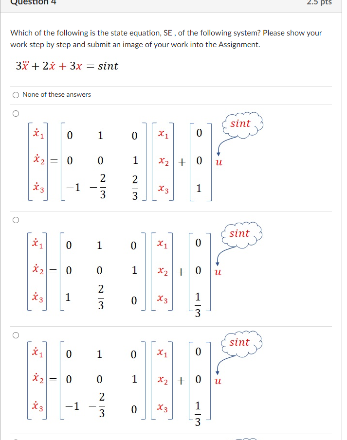 Solved Which of the following is the state equation, SE, of | Chegg.com