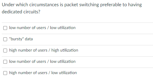 Solved Under which circumstances is packet switching | Chegg.com