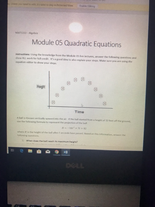 Solved MAT1222 -Algebra Module 05 Quadratic Equations | Chegg.com