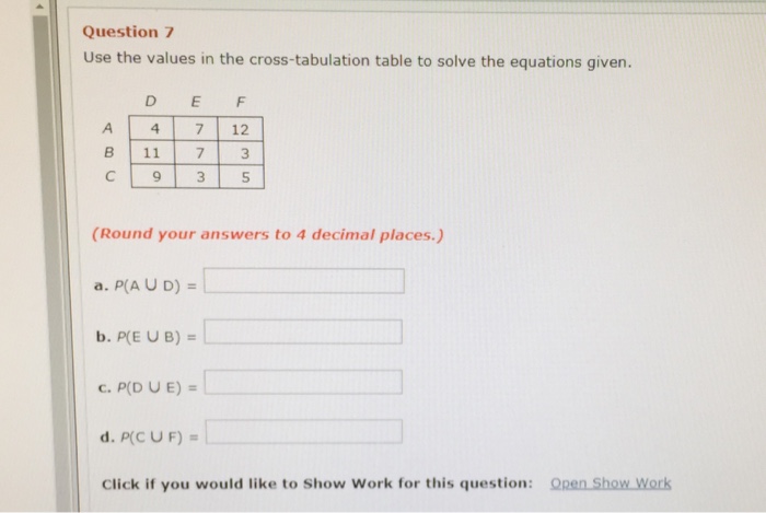 Solved Question 7 Use the values in the cross-tabulation | Chegg.com