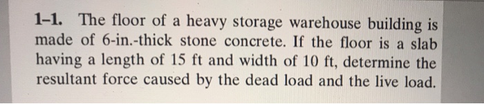 Solved 1-1. The floor of a heavy storage warehouse building | Chegg.com