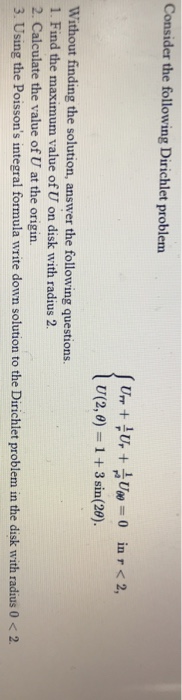 Solved Consider the following Dirichlet problem. | Chegg.com