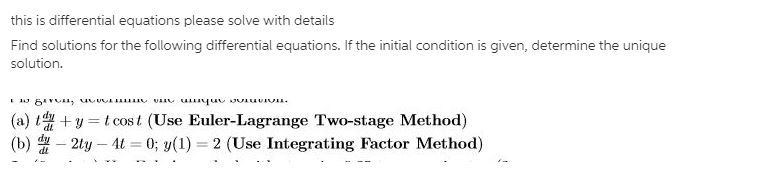 Solved this is differential equations please solve with | Chegg.com