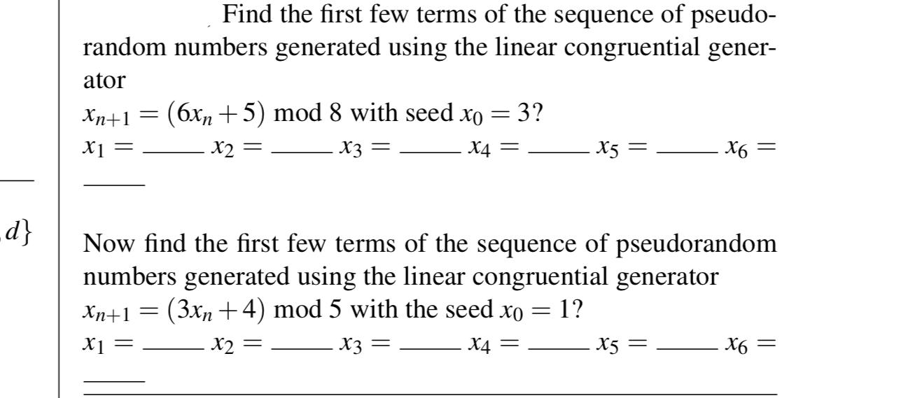 Solved Find the first few terms of the sequence of pseudo- | Chegg.com