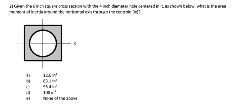 Solved 2) Given the 6 inch square cross section with the 4 | Chegg.com