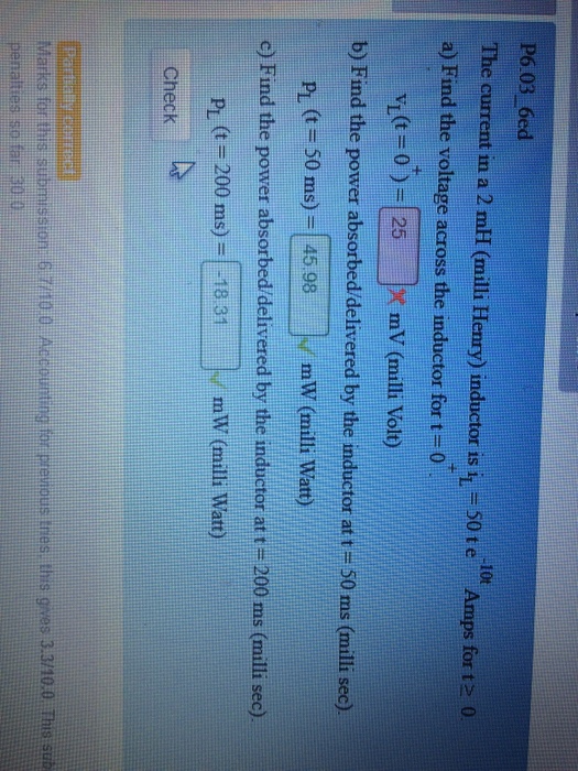 Solved The current in a 2 mH (milli Henry) inductor is i_L = | Chegg.com