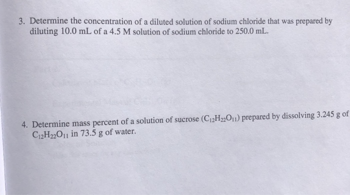 Solved 3. Determine the concentration of a diluted solution | Chegg.com