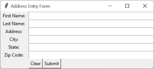 Solved Address Entry Form First Name: Last Name: Address: | Chegg.com