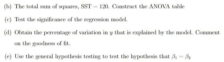 Solved Consider the following multiple linear regression | Chegg.com