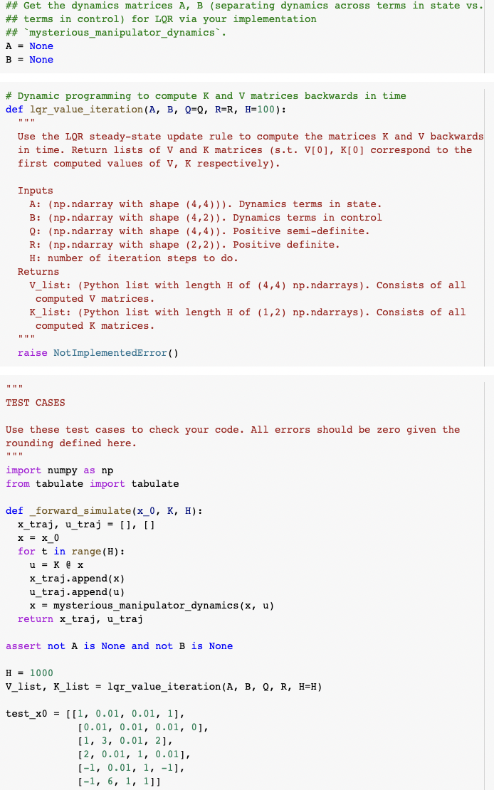 Solved Problem 1: Linear Quadratic Regulator for Mysterious | Chegg.com