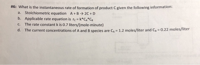 Solved #6: what is the instantaneous rate of formation of | Chegg.com
