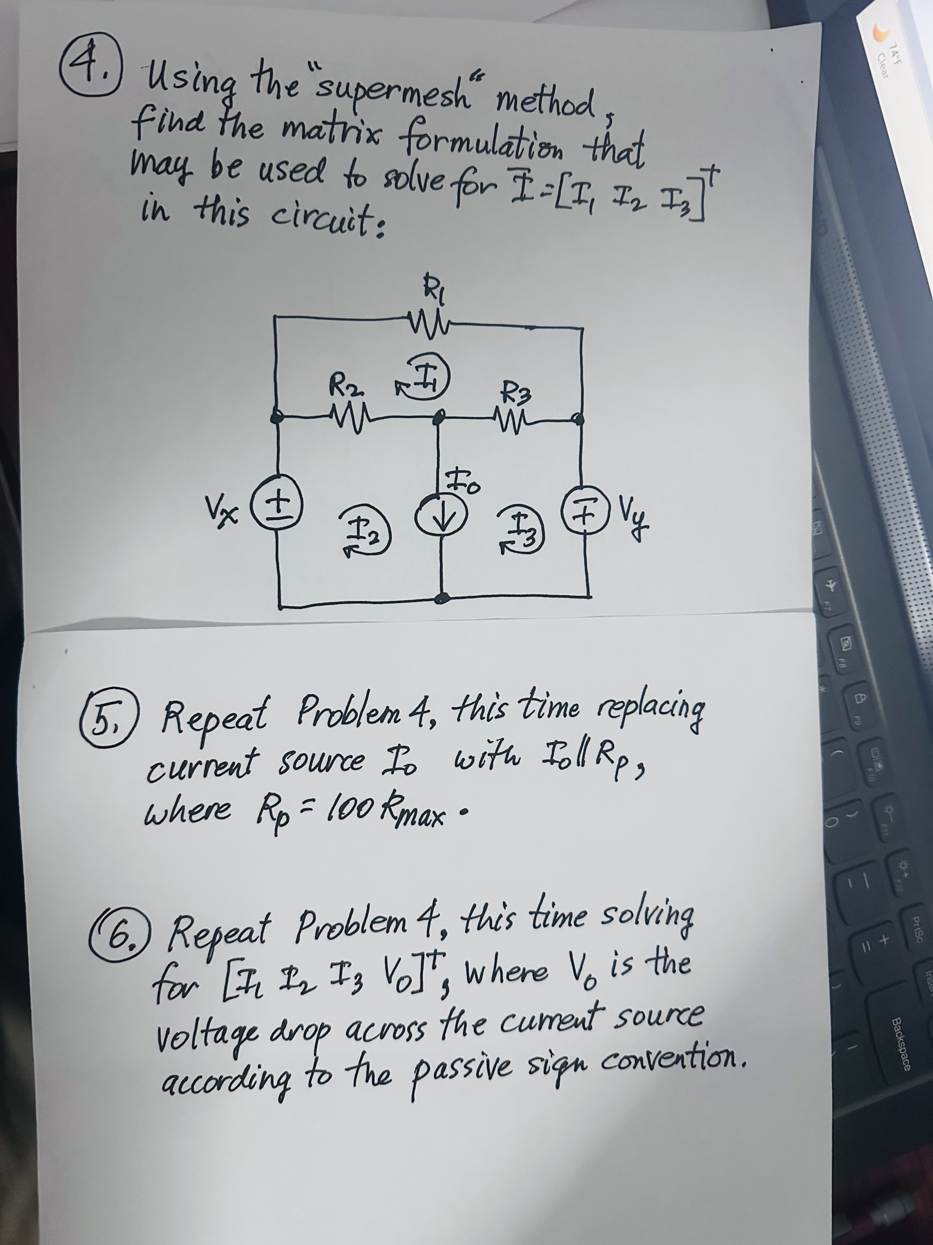 (4.) ﻿Using the "supermesh" method,find the matrix | Chegg.com