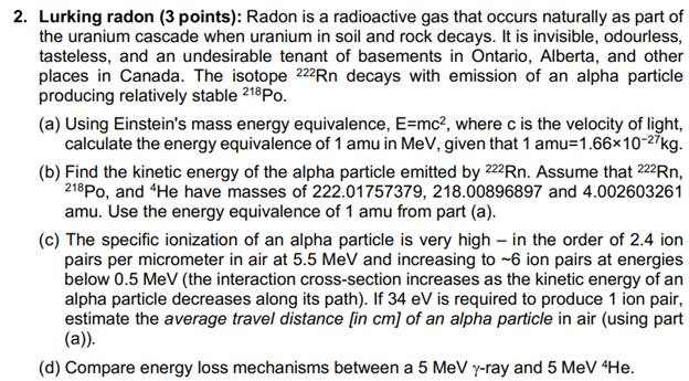 Solved 2. Lurking radon (3 points): Radon is a radioactive | Chegg.com