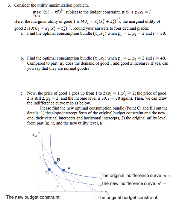 Solved 3. Consider the utility maximization problem. max (x? | Chegg.com