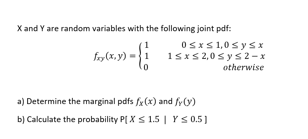 Solved X and Y are random variables with the following joint | Chegg.com