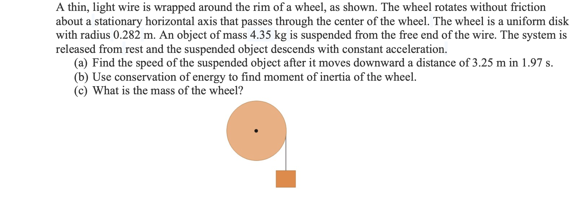 Solved A thin, light wire is wrapped around the rim of a | Chegg.com