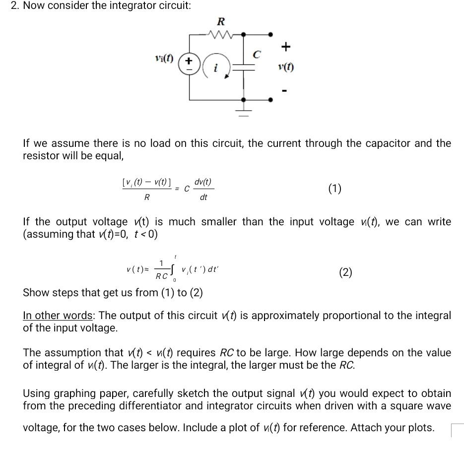 Solved 2. Now consider the integrator circuit: If we assume | Chegg.com