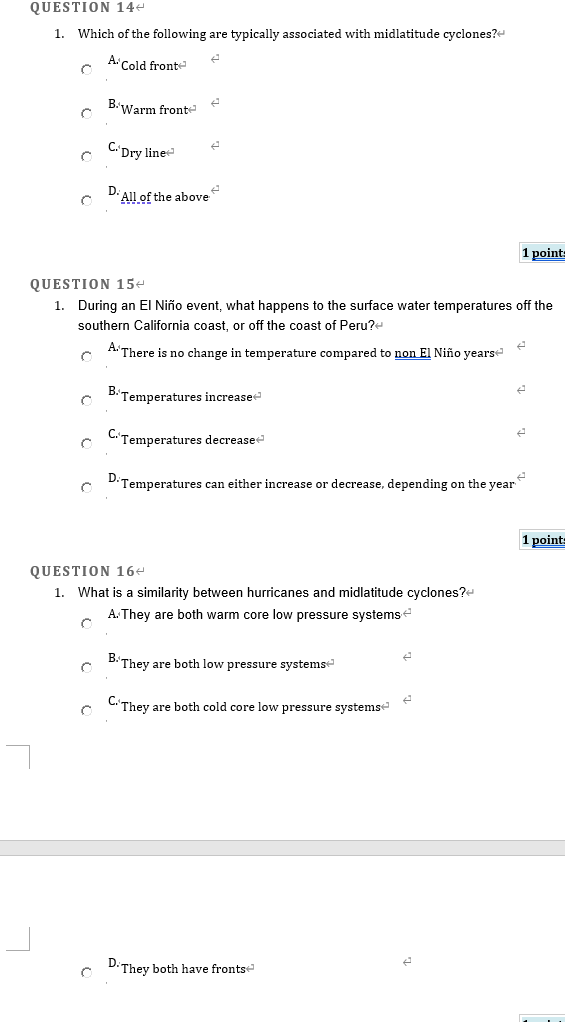 Solved ION 14 Which Of The Following Are Typically Chegg